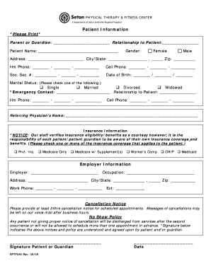 Fillable Online Patient Information Please Print Parent or Guardian Fax Email Print - pdfFiller