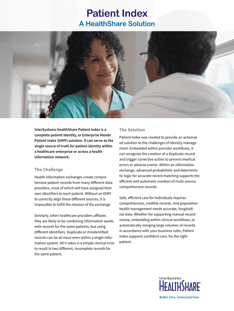 Fillable Online Patient Index - A HealthShare Solution InterSystems ...