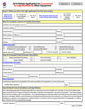 Fillable Online 2016 Rebate Application for Commercial Fax Email Print ...