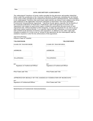 Fillable Online AFM Assumption Agreementdoc Fax Email Print - pdfFiller