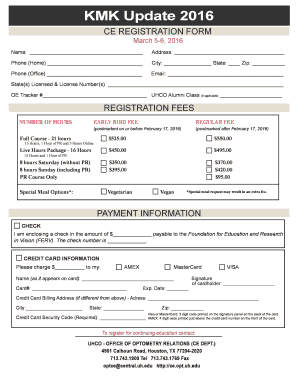 Fillable Online ce opt uh KMK Registration Form Fax Email Print - pdfFiller