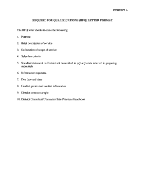 Fillable Online REQUEST FOR QUALIFICATIONS (RFQ) LETTER FORMAT Fax Email Print - pdfFiller