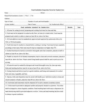 Fillable Online foodsan anamai moph go Inspection Standard Form For ...