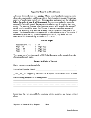 Fillable Online Request for Records by Client/Parents Fax Email Print ...
