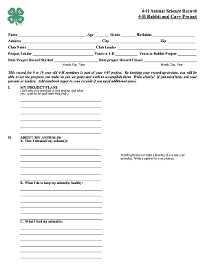 Fillable Online 4-H Rabbit and Cavy Project - MSU Extension Fax Email Print - pdfFiller