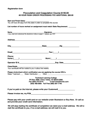 Fillable Online Flocculation and Coagulation Course 15000 48 HOUR RUSH Fax Email Print - pdfFiller