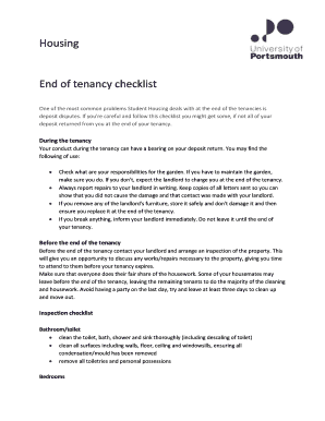 Fillable Online End of tenancy checklist Fax Email Print - pdfFiller