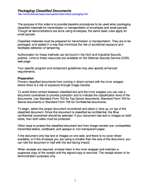 Fillable Online Packaging Classified Documents Fax Email Print - pdfFiller