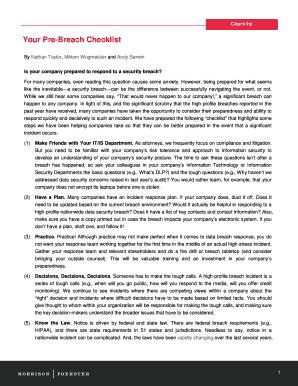 Fillable Online Your Pre-Breach Checklist Fax Email Print - pdfFiller