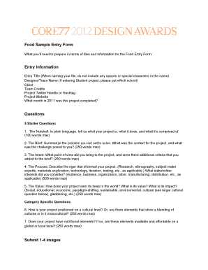 Fillable Online Food Sample Entry Form - Core77 Fax Email Print - pdfFiller
