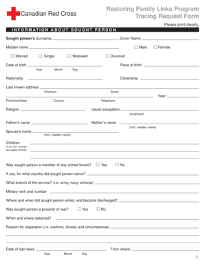 Fillable Online Restoring Family Links Program Tracing Request Form ...