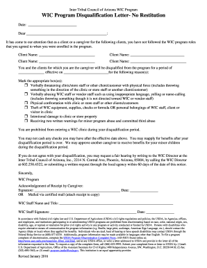 Fillable Online Inter Tribal Council of Arizona WIC Program WIC Program ...