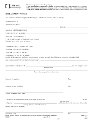 Fillable Online REPLACEMENT NOTICE - goforformscom Fax Email Print ...