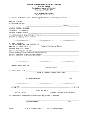 Fillable Online This is notice of intention to replace the following ...