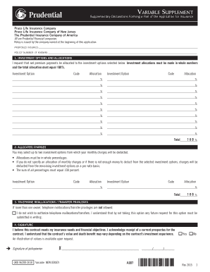 Fillable Online Pruco Life Insurance Company Pruco Life Insurance ...