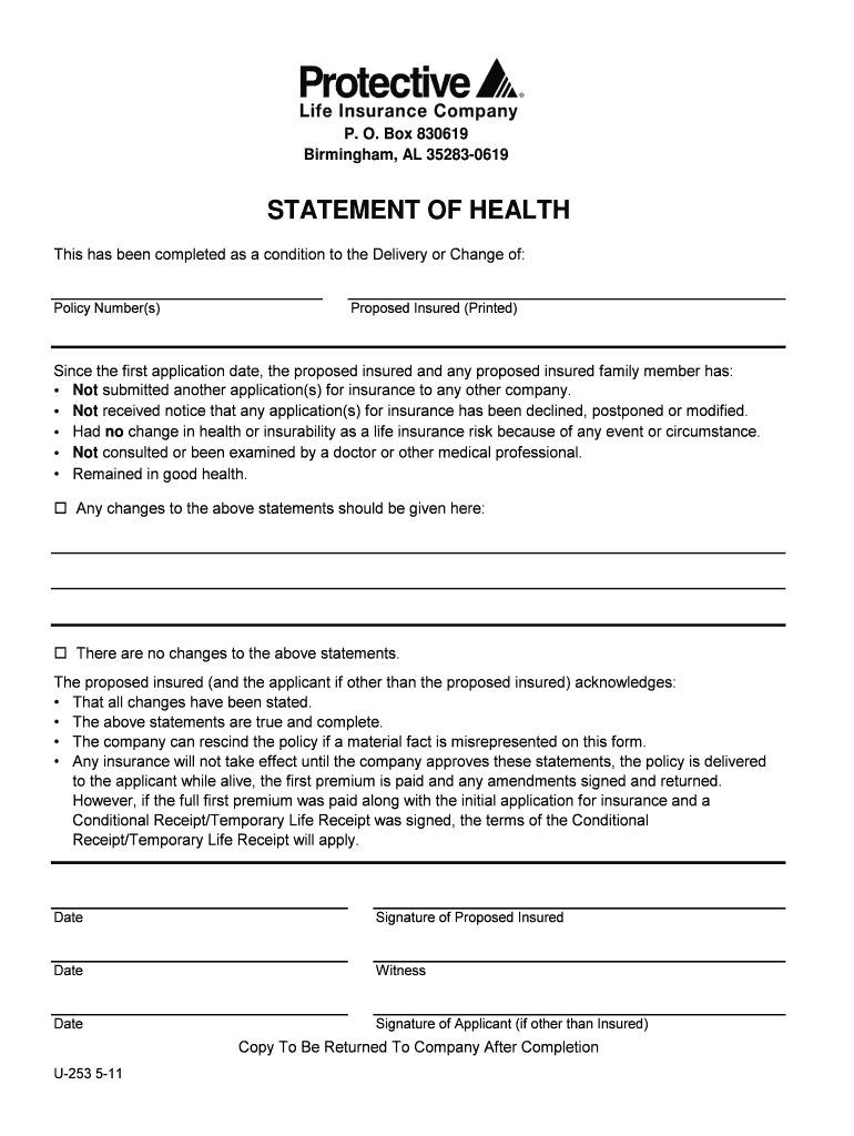 Fillable Online STATEMENT OF HEALTH - goforformscom Fax Email Print ...