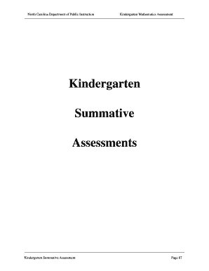 Fillable Online Kindergarten Summative Assessments - NC WiseOwl Fax ...
