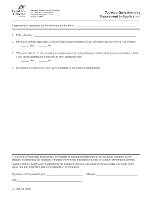 Fillable Online Tobacco Questionnaire Fax Email Print - pdfFiller