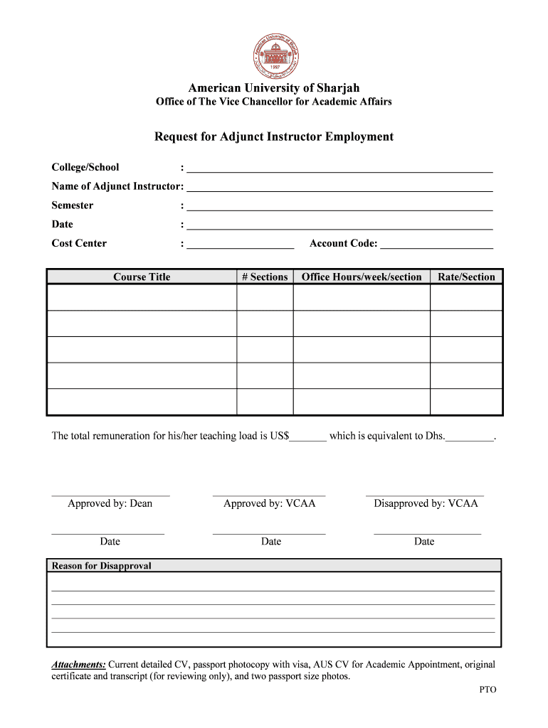 Fillable Online www2 aus Request for Adjunct - www2 aus Fax Email Print ...