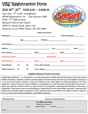 Fillable Online VBS Registration Form - qb5znet Fax Email Print - pdfFiller