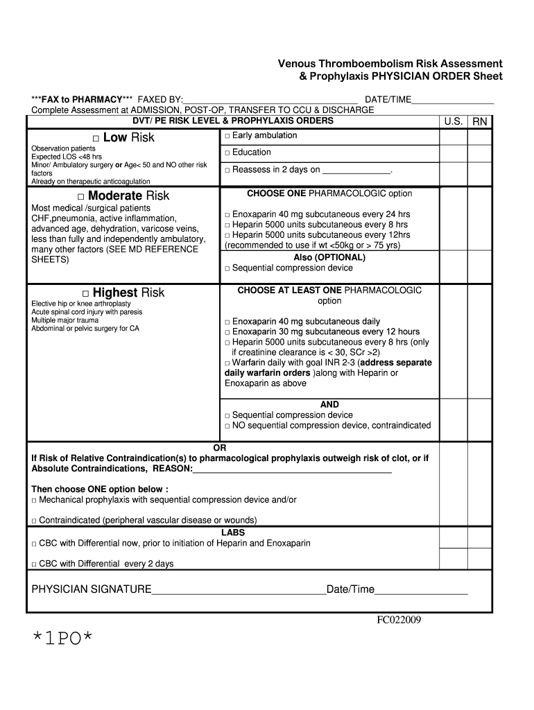 Fillable Online VTE Risk Assessment - NYSPFP Fax Email Print - pdfFiller