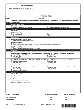 Fillable Online PICU PERITONEAL DIALYSIS PLAN - Lubbock Fax Email Print ...