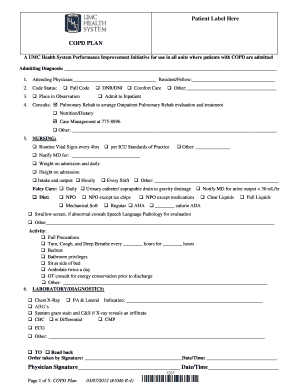 Fillable Online Patient Label Here COPD PLAN - appsumchealthsystemcom ...