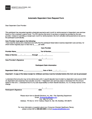 Fillable Online wcif Automatic Dependent Care Request Form Sample ...