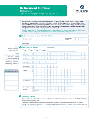 Fillable Online We at Zurich Life (Zurich Life Assurance plc) would ...