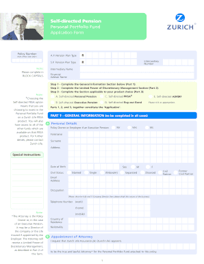Fillable Online Self-directed Pension - Zurich Life Fax Email Print ...