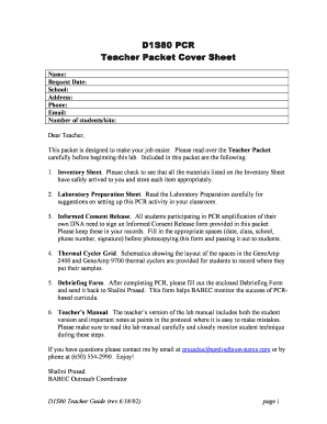 Fillable Online Teacher Packet Cover Sheet Fax Email Print - pdfFiller