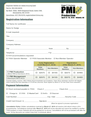 Fillable Online trsa Production Management Institute PMI - TRSA Fax ...
