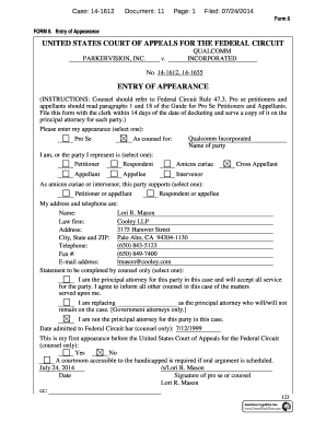 Fillable Online Form 8 Entry Of Appearance 8 . Forms Fax Email Print - pdfFiller