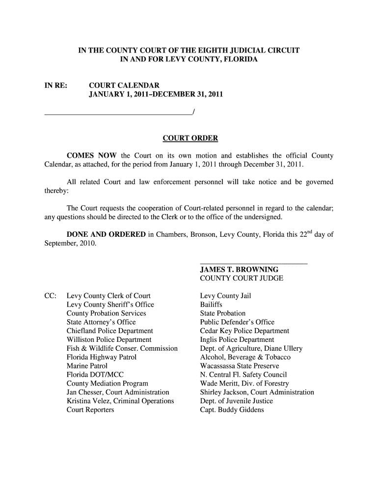 Fillable Online circuit8 IN THE COUNTY COURT OF THE EIGHTH JUDICIAL CIRCUIT IN AND FOR LEVY ...