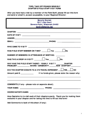 Fillable Online TOPS TAKE OFF POUNDS SENSIBLY CHAPTERS FIELD STAFF ...