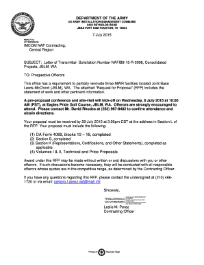 Fillable Online RFP Cover Letter Fax Email Print - pdfFiller