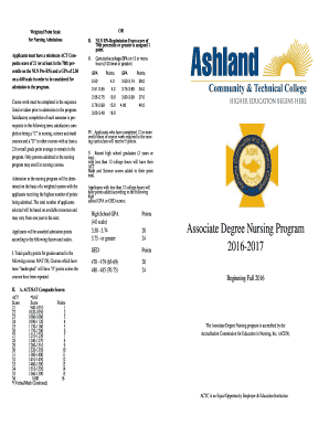 Fillable Online ashland kctcs Associate Degree Nursing Program 2016 ...