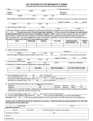 Fillable Online uscsumter Any questions left unanswered may result in the assessment of ...