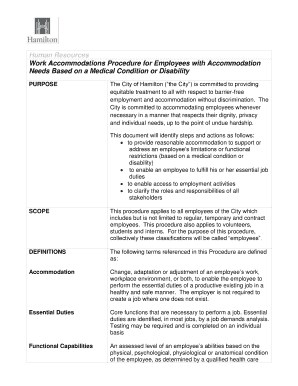 Fillable Online Work Accommodations Procedure for Employees with ...