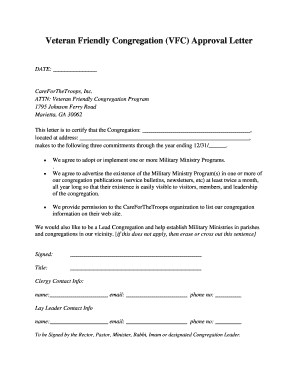 Fillable Online mca-usa Veteran Friendly Congregation Approval ...