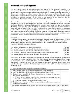 Fillable Online Worksheet for Capital Expenses Fax Email Print - pdfFiller