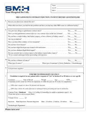 Fillable Online slidellmemorial MRI G ADOLINIUM CONTRAST INJECTION ...
