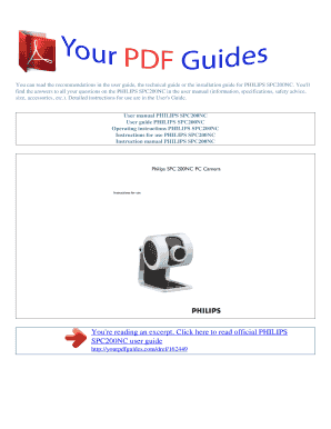 Fillable Online Operating instructions PHILIPS SPC200NC. User manual ...