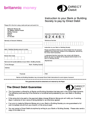 Fillable Online themoneycentre Britannic Money Direct Debit - The Money ...