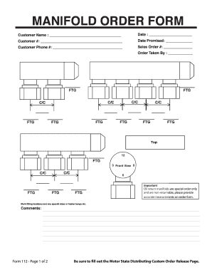 Fillable Online MANIFOLD ORDER FORM - bmotorstatecomb Fax Email Print ...