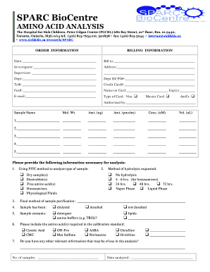 Fillable Online AAA ORDER FORM March 2014 - The Hospital for Sick ...