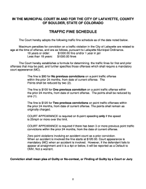 Fillable Online TRAFFIC FINE SCHEDULE - Lafayette CO Fax Email Print ...