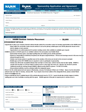 Fillable Online namm Sponsor Name (the Sponsor) Fax Email Print - pdfFiller