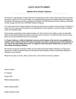 Fillable Online awfumc SAFE SANCTUARIES - AWFUMC Fax Email Print - pdfFiller