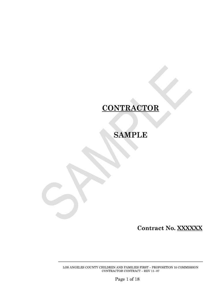Fillable Online first5la CONTRACTOR SAMPLE - First 5 LA - first5la Fax ...